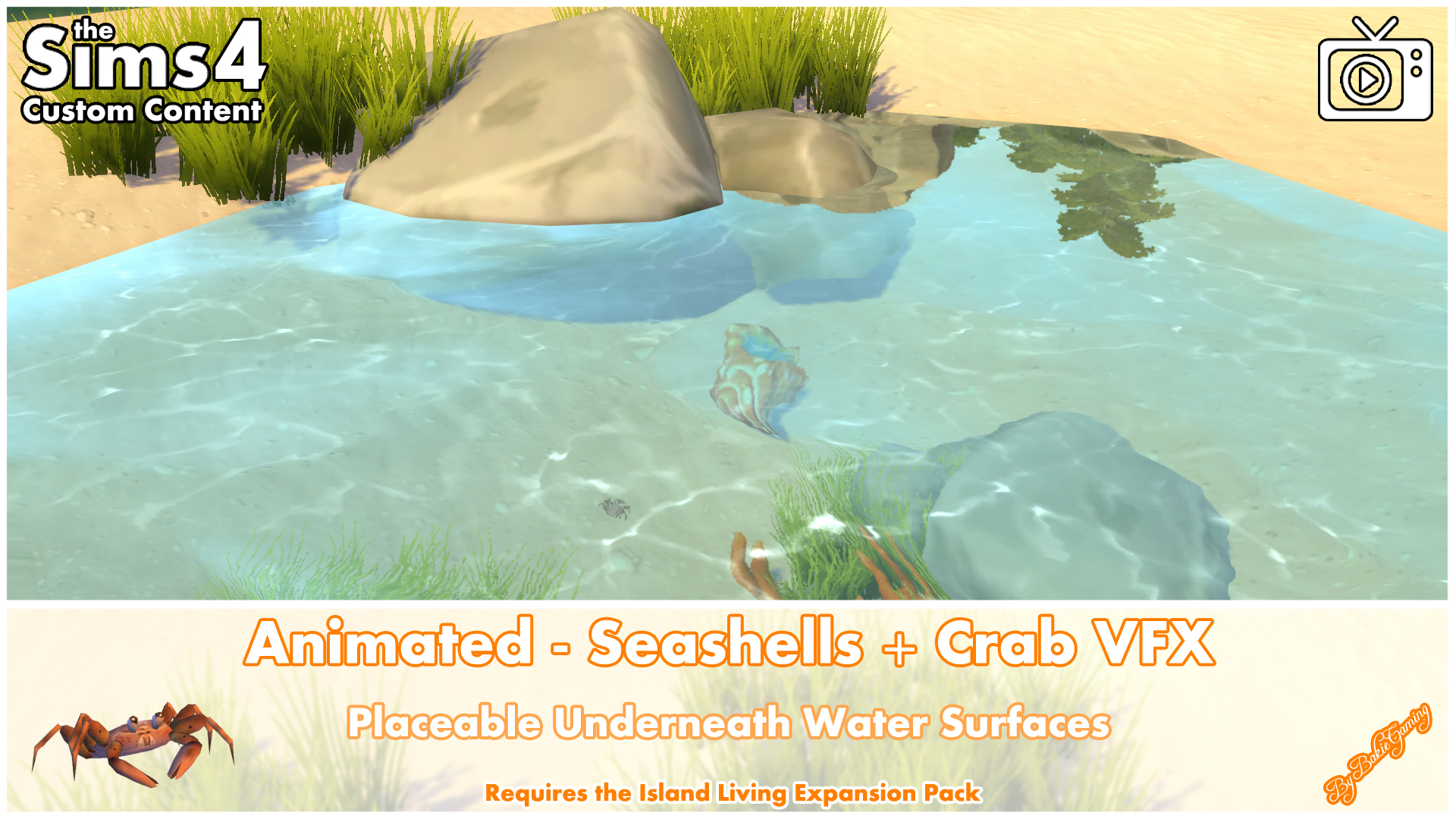 Mod The Sims - Animated - Seashells + Crab VFX