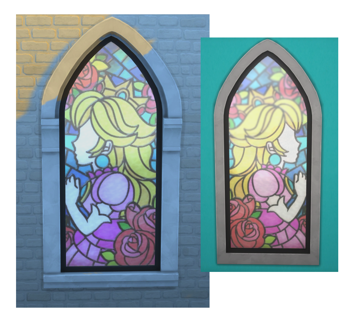 Mod The Sims - A Lovely Portrait in Glass - Princess Peach's Castle Window