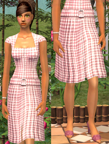 Mod The Sims - Pink Gingham Shirt Dress :: Paf's Alpha dress 03 recolour