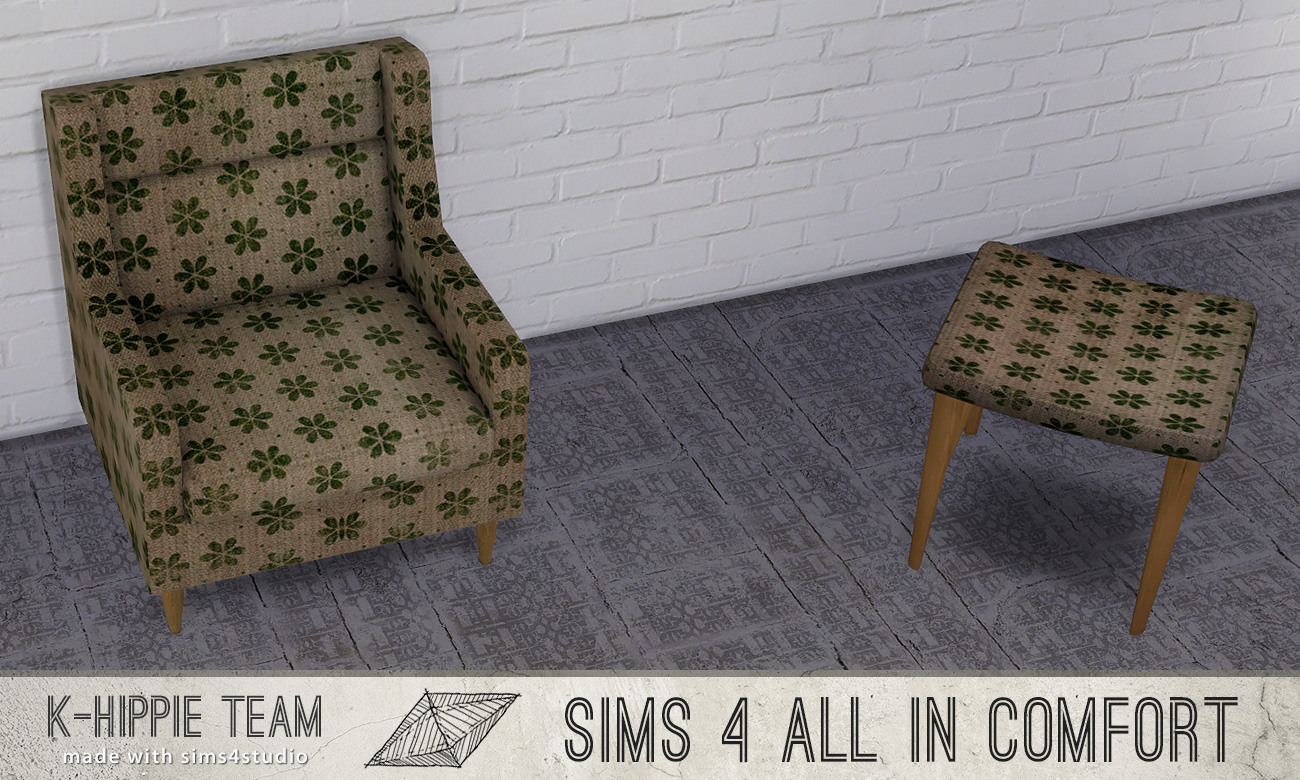 Mod The Sims - Kluit Revival set - Stool + Armchair - Power Flower set 1