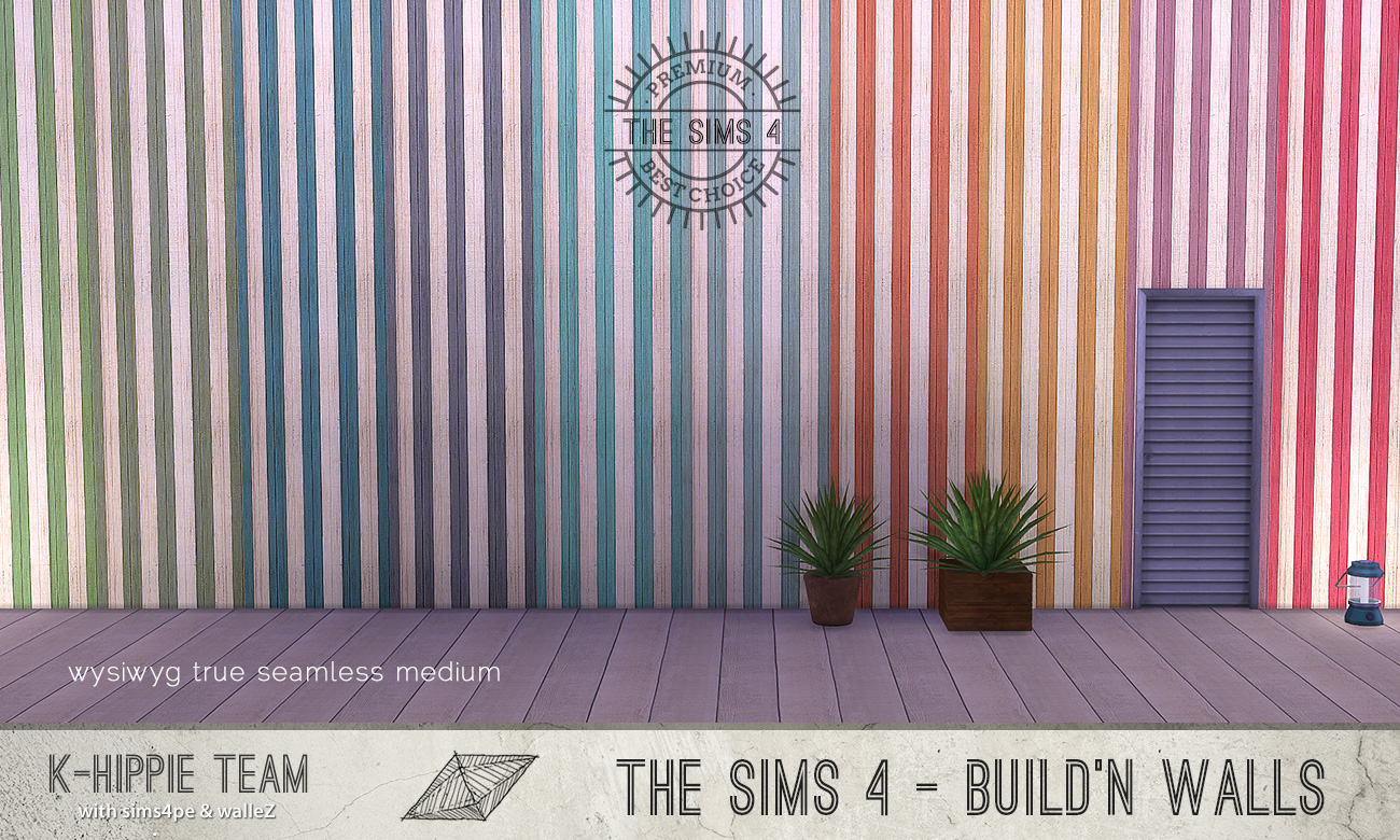 Mod The Sims - 11 Walls - Wood Beach Cirkus - set 1 & 2