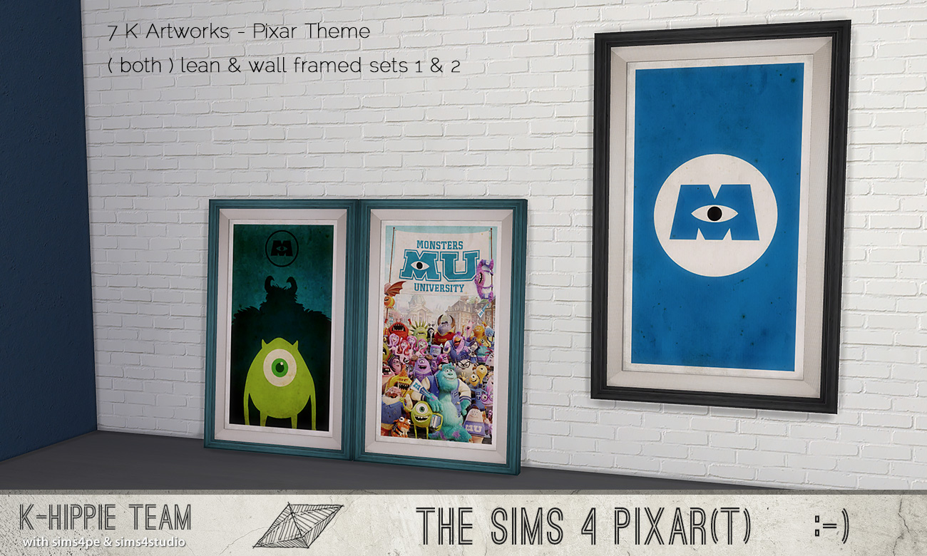 Mod The Sims - 7 Artworks - Pixar Theme - set 1 & 2