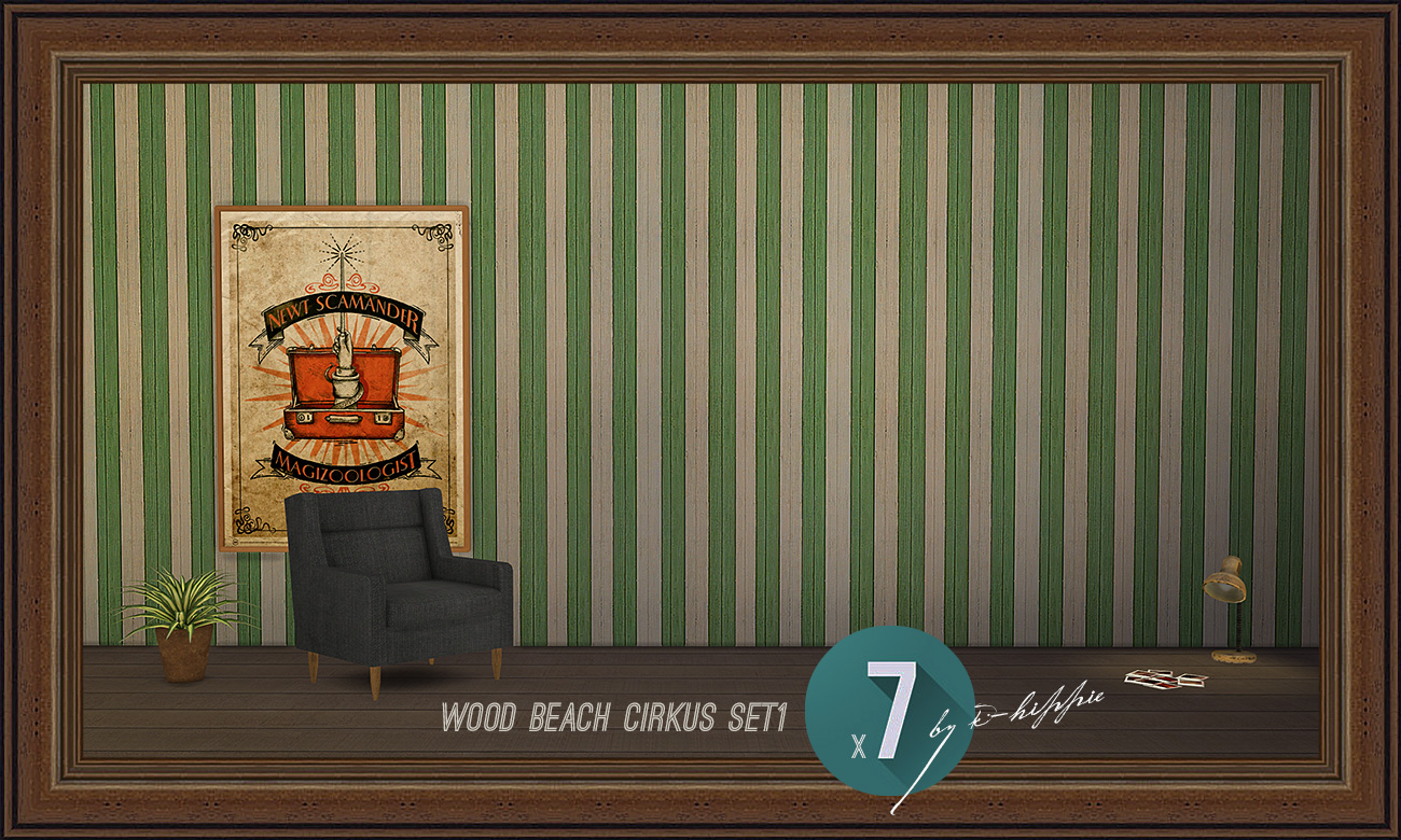 Mod The Sims - 11 Walls - Wood Beach Cirkus - set 1 & 2