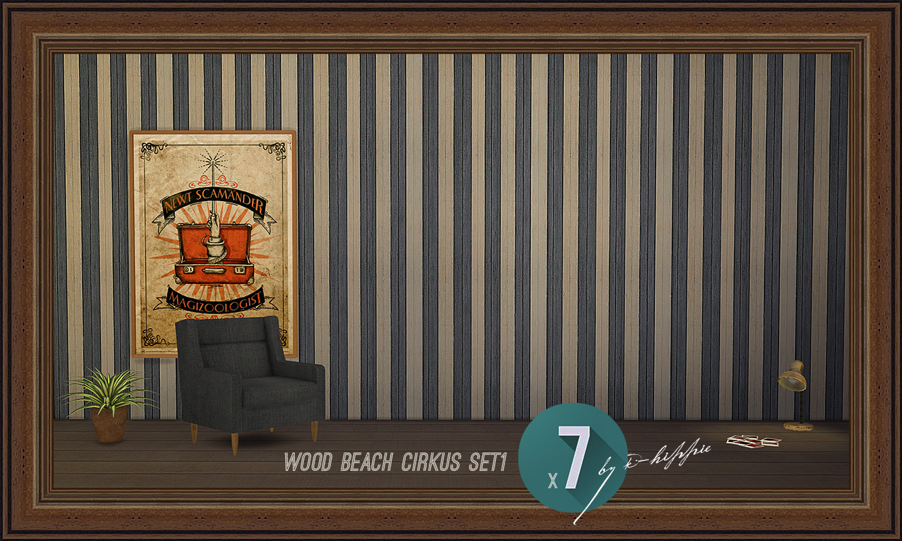 Mod The Sims - 11 Walls - Wood Beach Cirkus - set 1 & 2