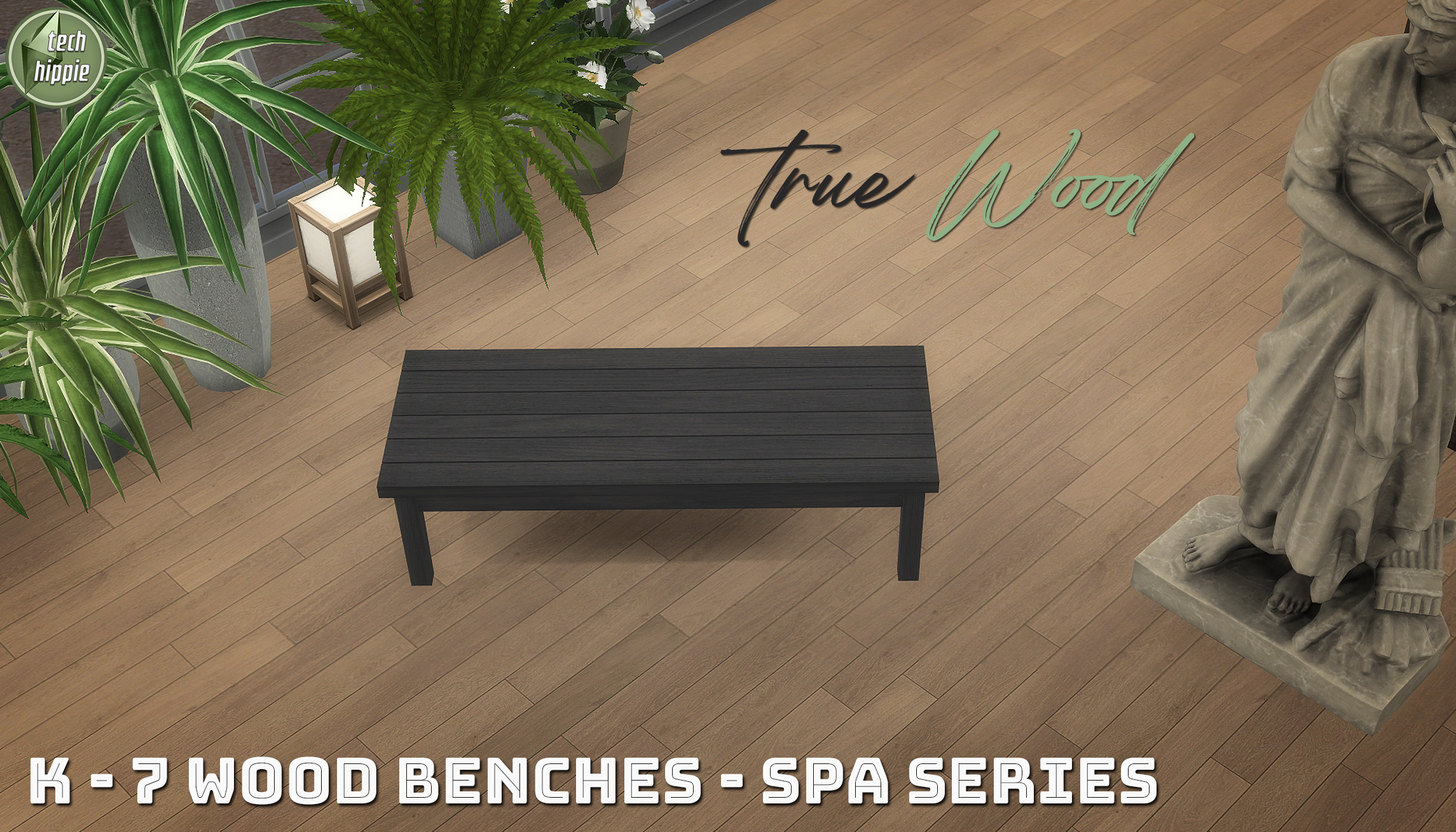Mod The Sims - 7 Wood Benches - Spa Serie - set 1 - 2024 Update