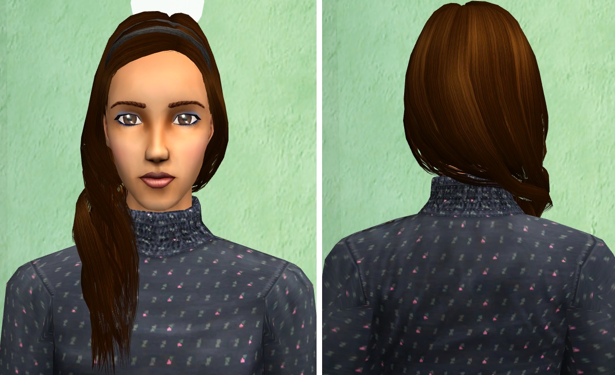 Mod The Sims - [3t2] Long Side Part Hairsytle with Headband from TS3 ...