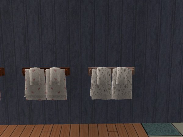 Mod The Sims - OFB Towel racks and rings with towels (Maxis recolor)
