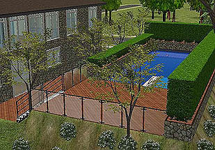 Mod The Sims - Modern Yet Rustic 2 garage with swimming pool.