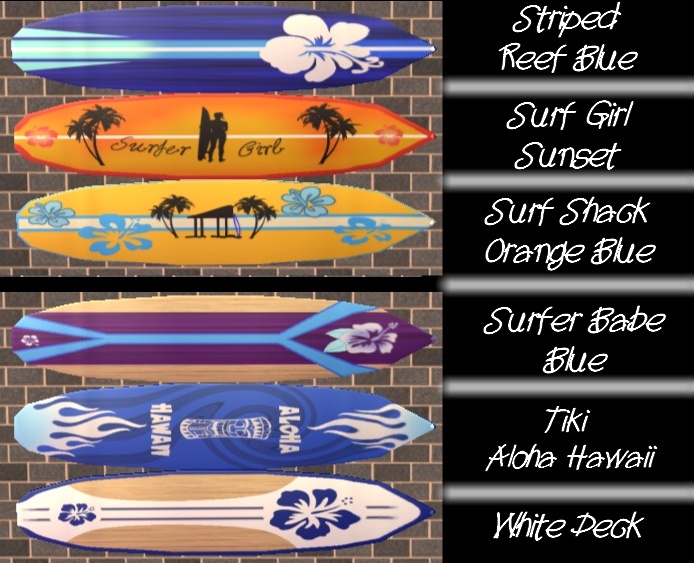Mod The Sims - MSD's Surfboard Mesh - 30 Hawaiian Recolors
