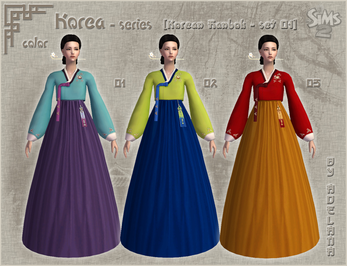 Mod The Sims - "Korea" Traditional clothing - Female/Teen/Child Hanbok ...