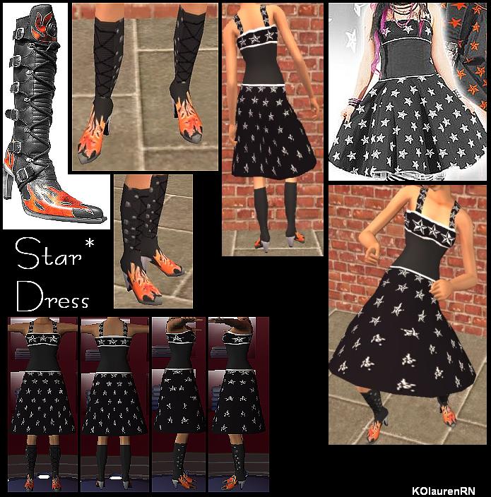 Mod The Sims - Star Dress with Flame Boots