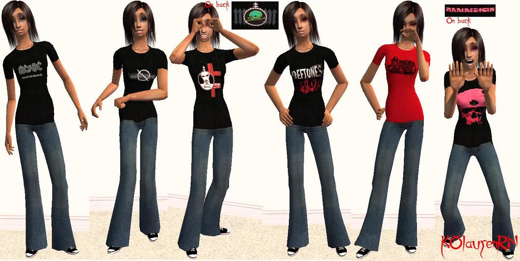 Mod The Sims - Band Shirts for Teen Females