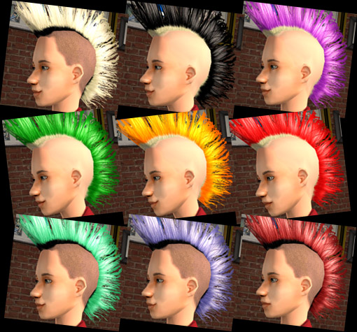 Mod The Sims - Recolors of ciboulettebis' Extreme Mohawk for women (27 ...
