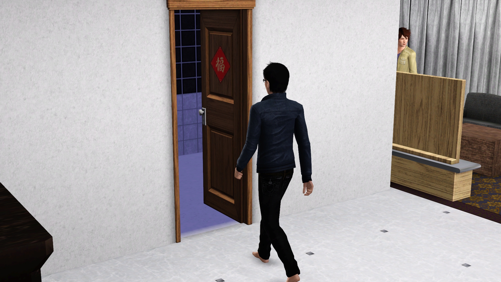 Mod The Sims - 3 Styles of "Fu" Wall Sticker on Doors