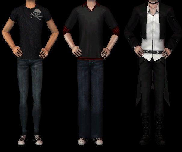 Mod The Sims - 3 Vampire-inspired Outfits for Teen Males (Mesh-free, as ...
