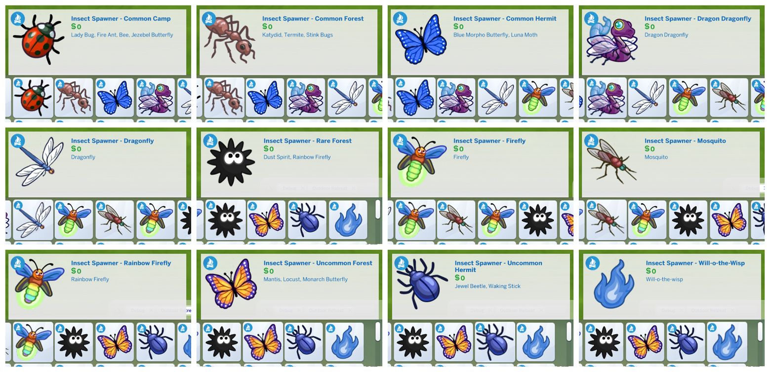 Mod The Sims - Outdoor Retreat Insect Spawners Unlocked
