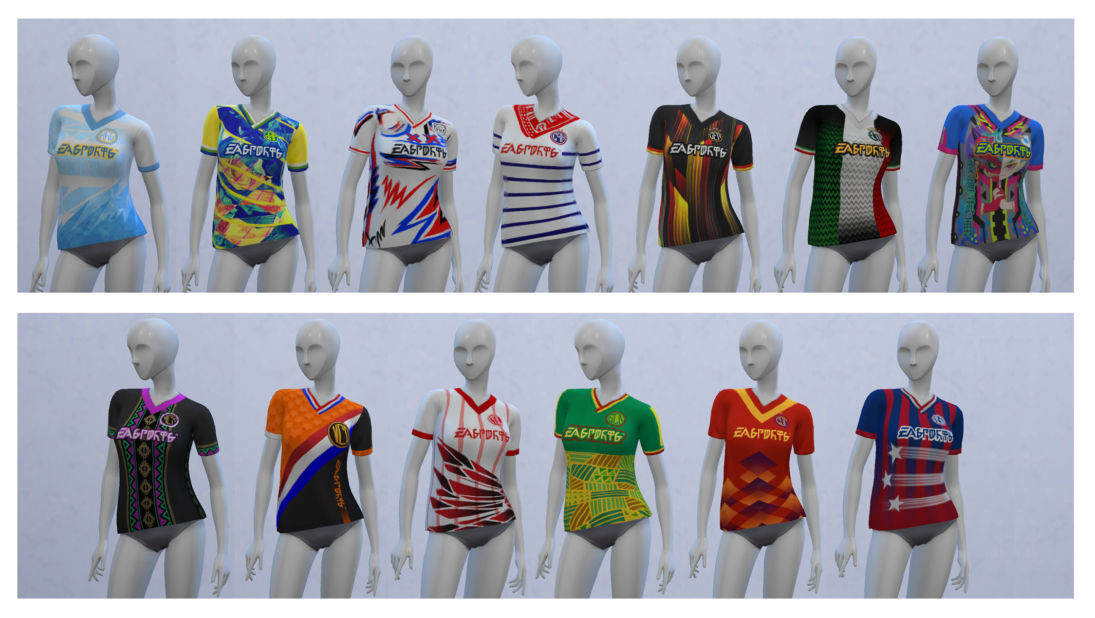 Mod The Sims - Simlish EA Sports Football (Soccer) Tees