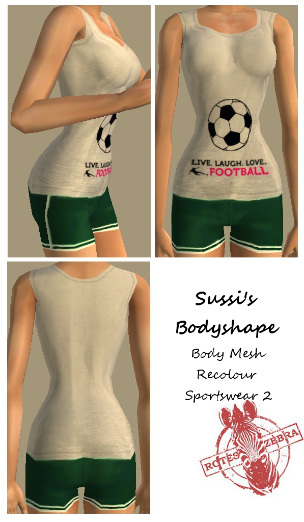 Mod The Sims - 3 Athletic Outfits for Sussi's Bodyshape mesh