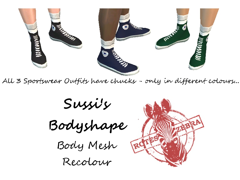 Mod The Sims - 3 Athletic Outfits for Sussi's Bodyshape mesh