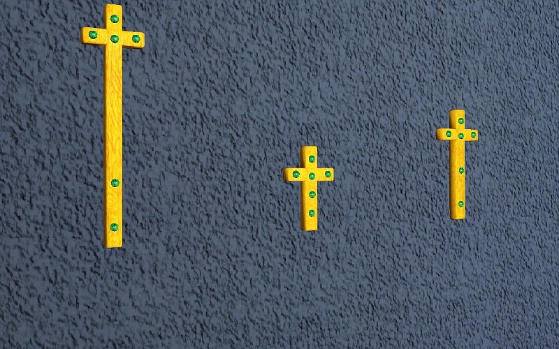 Mod The Sims - Painted Golden Wooden Jeweled Wall Crosses