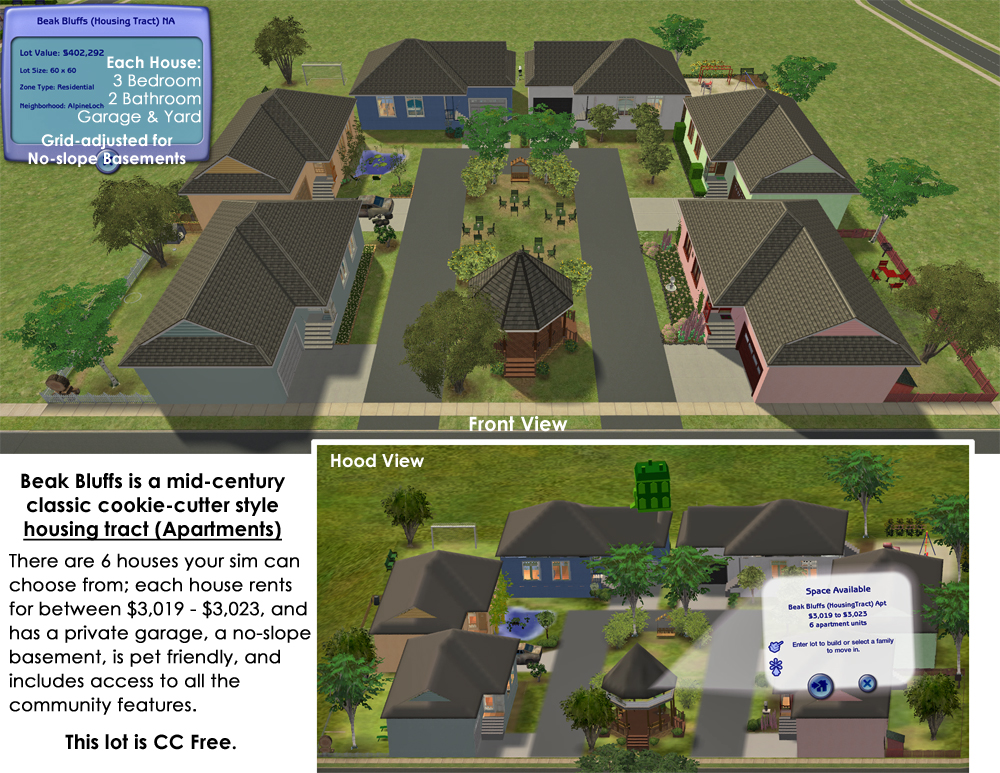 Mod The Sims - Beak Bluffs Tract Housing (6 Apartments each with 3B/2B ...