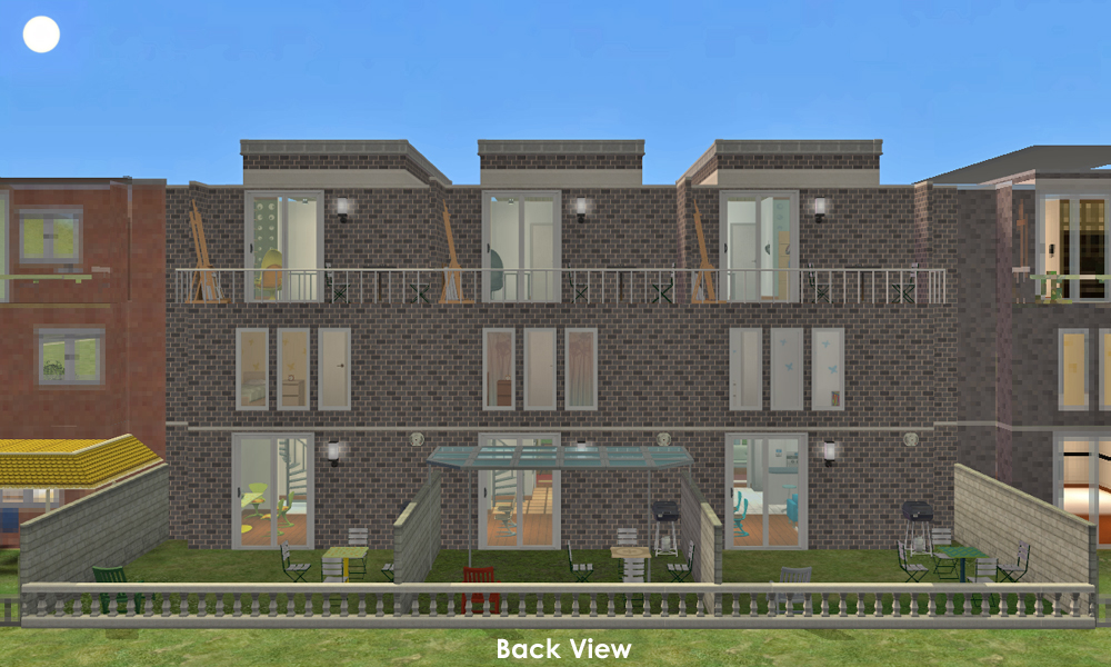 Mod The Sims - Dutch RowHouse Apartments - Gray Version: CC Free, 3B/2 ...