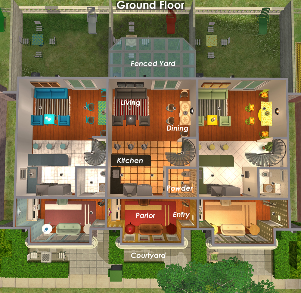Mod The Sims - Dutch RowHouse Apartments - Gray Version: CC Free, 3B/2 ...