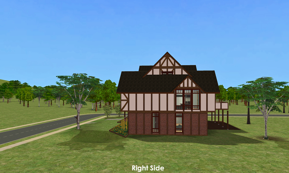 Mod The Sims - Tudor Split-Level: MidCentury Design V32844 ~ Corner Lot.