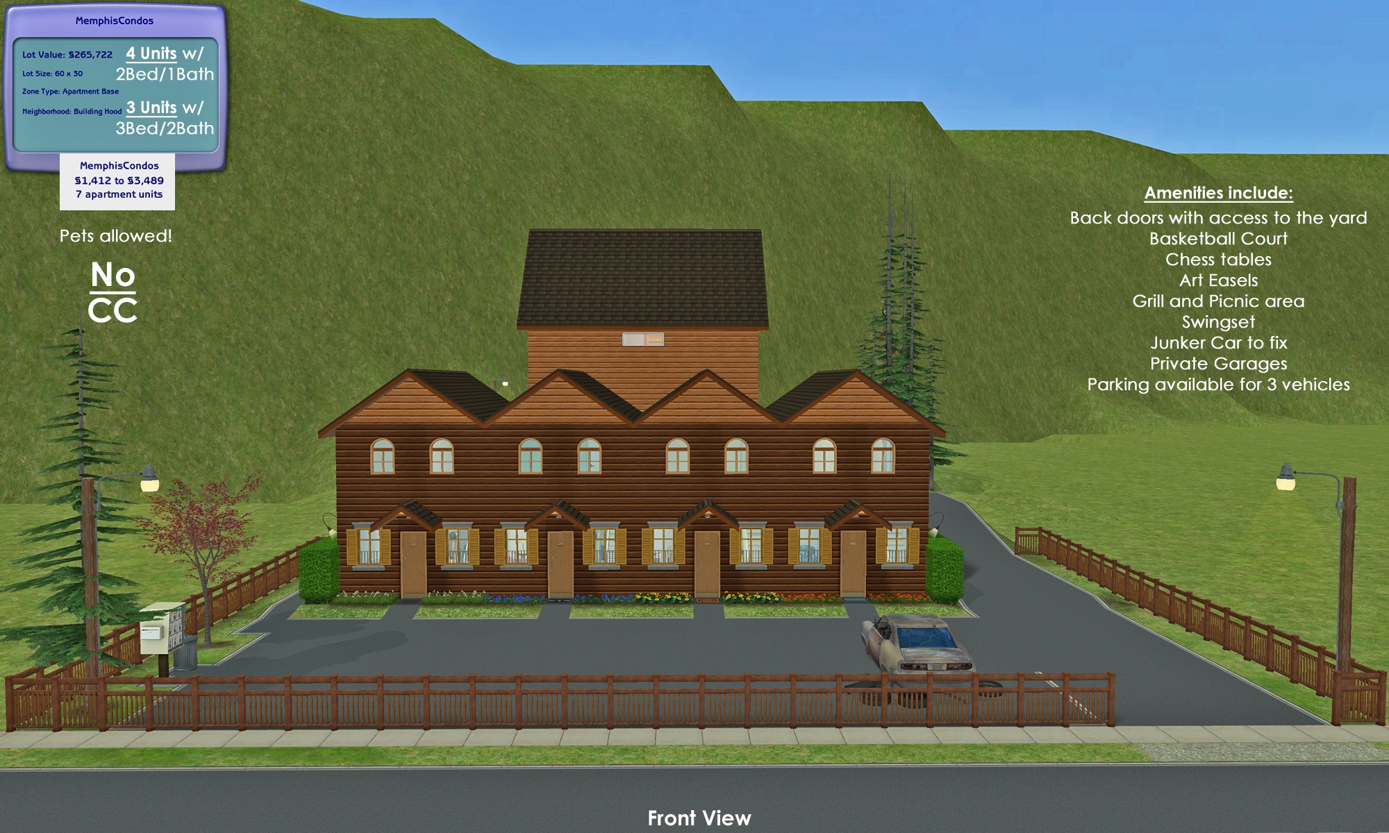 Mod The Sims - Memphis Condos: 7 Apt Units - with back doors, garages ...