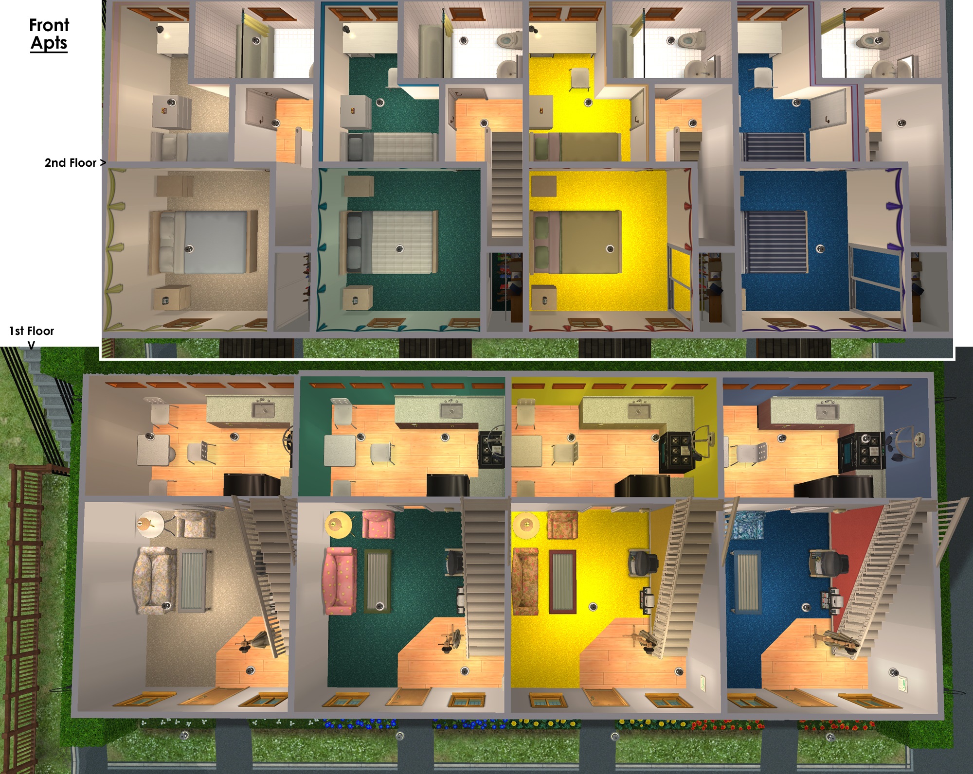 Mod The Sims - Memphis Condos: 7 Apt Units - with back doors, garages ...