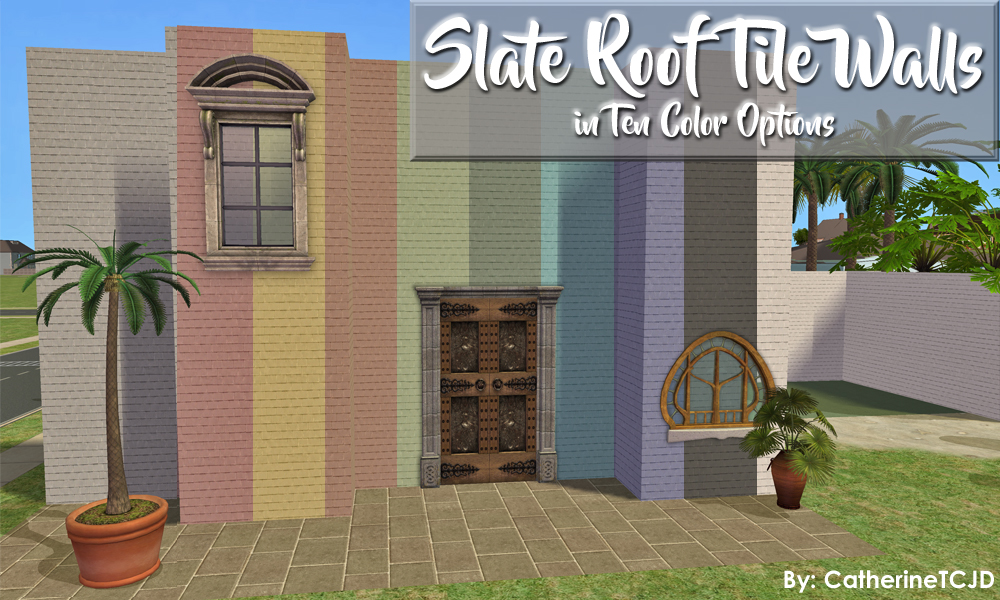 Mod The Sims - Slate Rooftile Walls ~ in ten color options