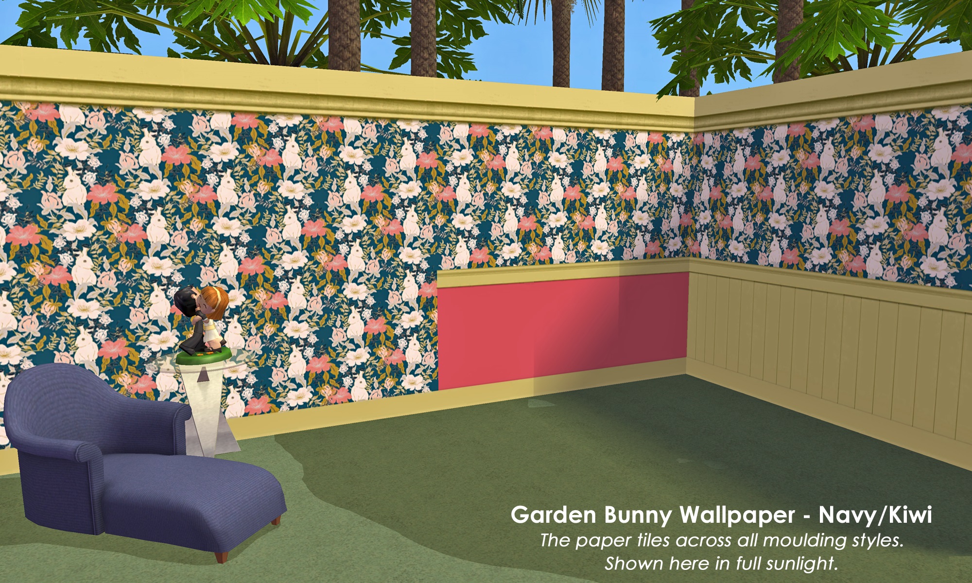 Mod The Sims - Garden Bunny Wallpaper: 3 Rabbit Wallpapers, with 4 trim ...