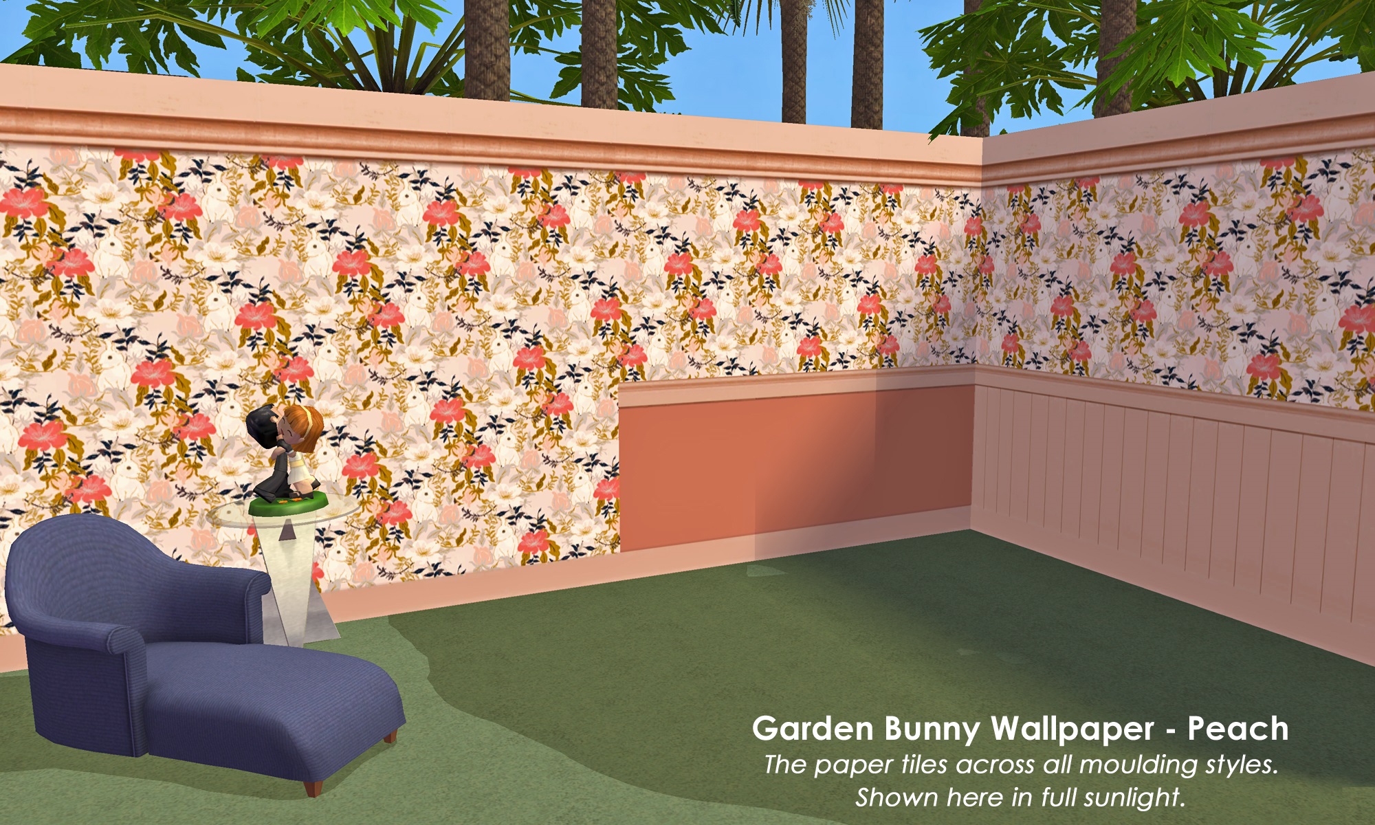 Mod The Sims - Garden Bunny Wallpaper: 3 Rabbit Wallpapers, with 4 trim ...
