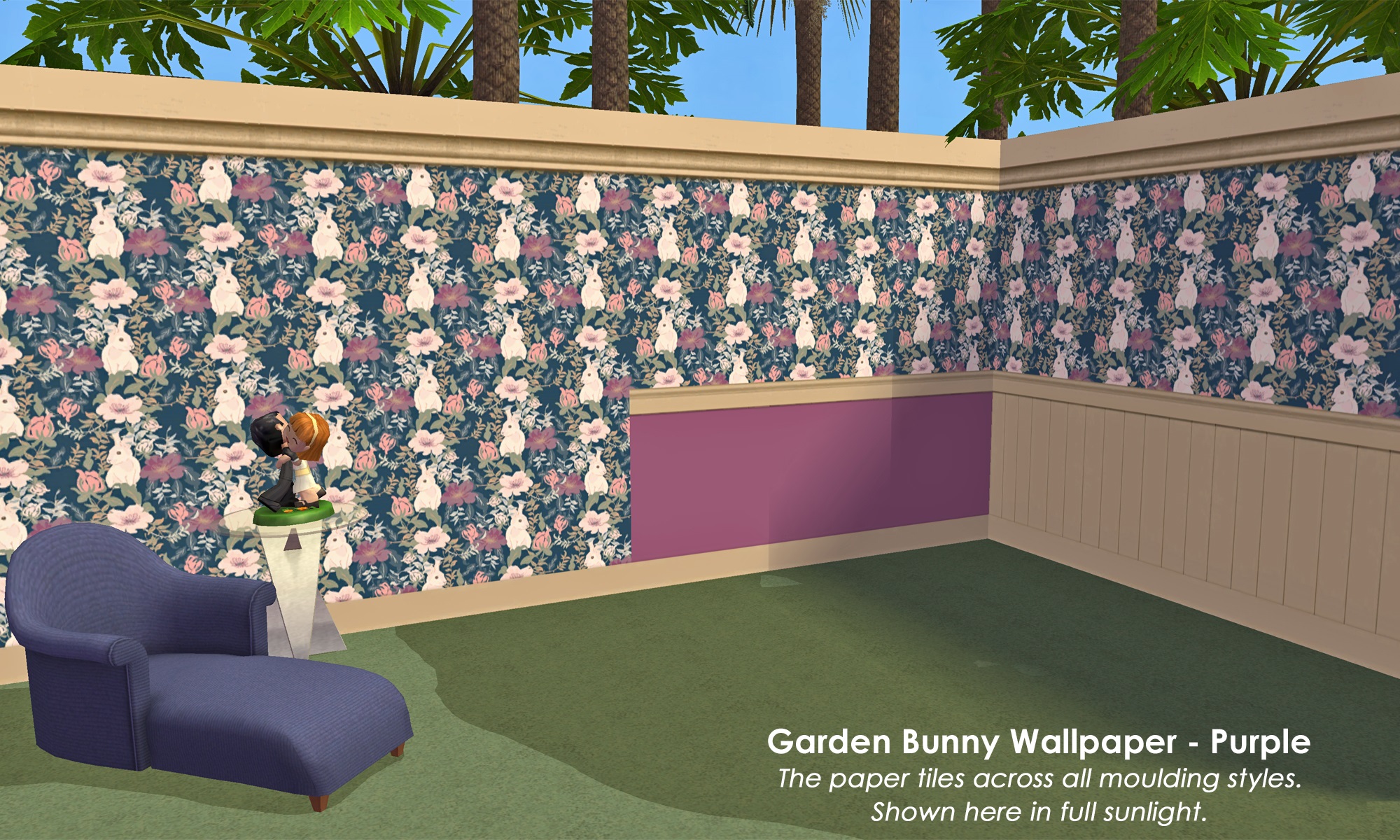 Mod The Sims - Garden Bunny Wallpaper: 3 Rabbit Wallpapers, with 4 trim ...