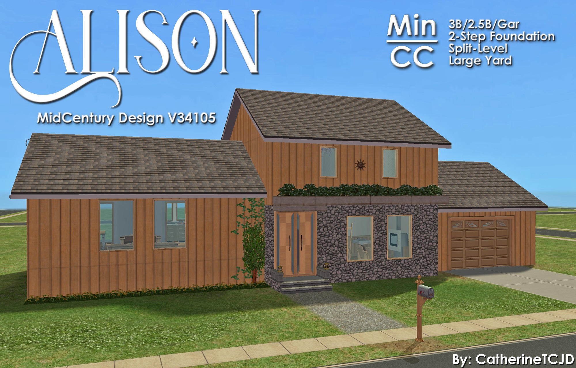 Mod The Sims - Alison: MidCentury Split-Level Design V34105 ~ 3B/2.5B ...