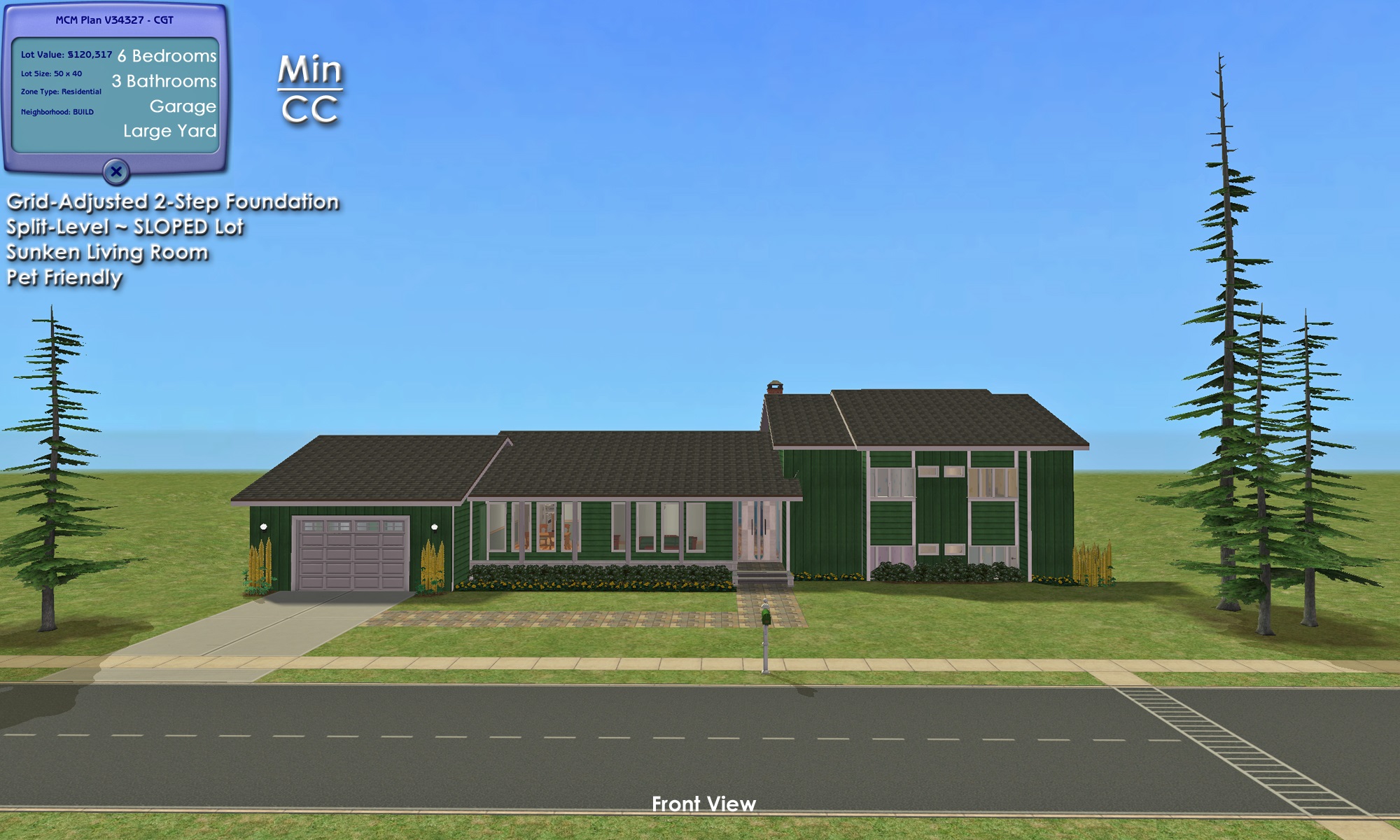 Mod The Sims - Patti: MidCentury Split-Level Design V34327 ~ 6B/3B ...