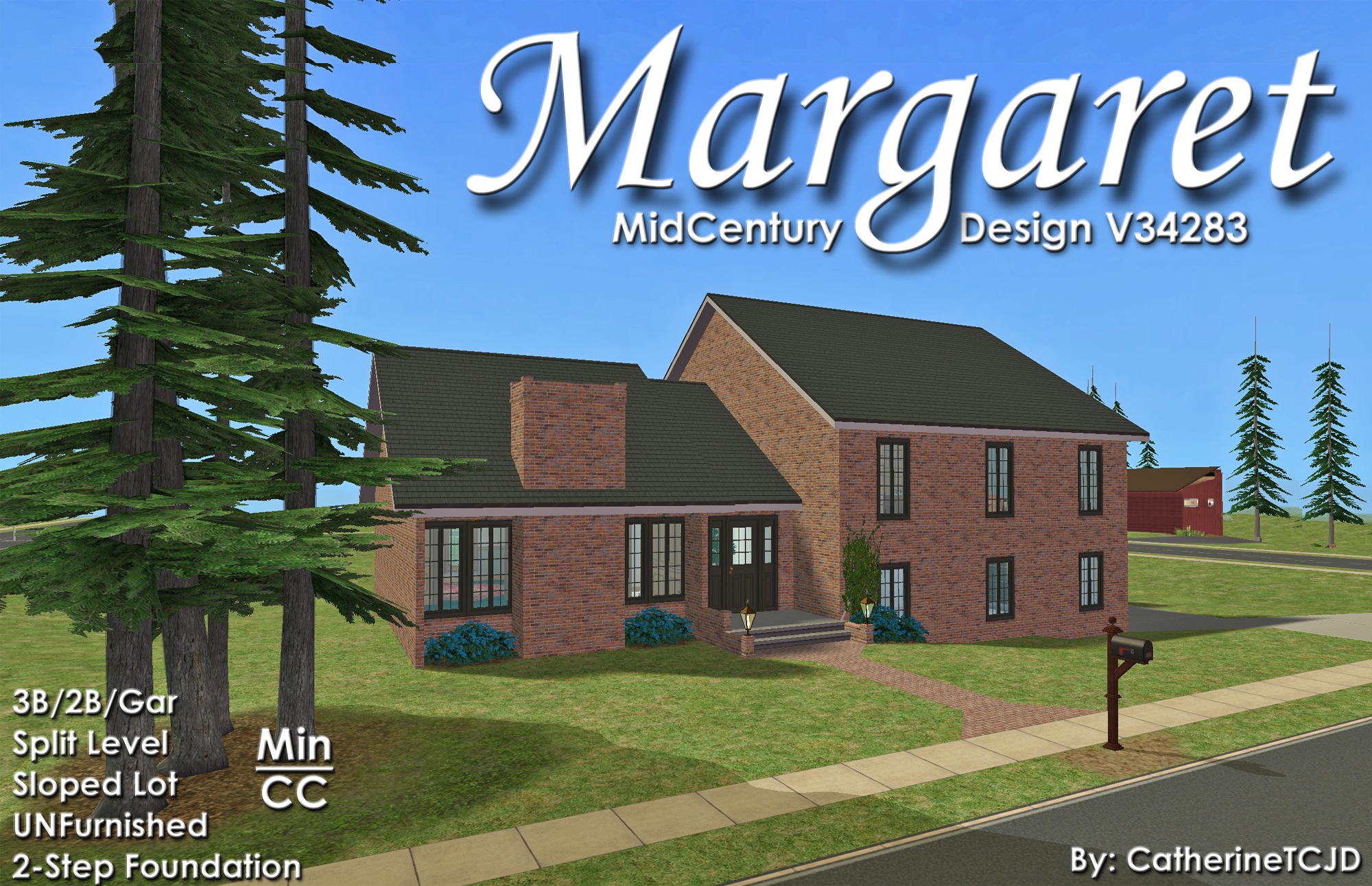 Mod The Sims - Margaret: MidCentury Split-Level Design V34283 ~ 3B/2B ...