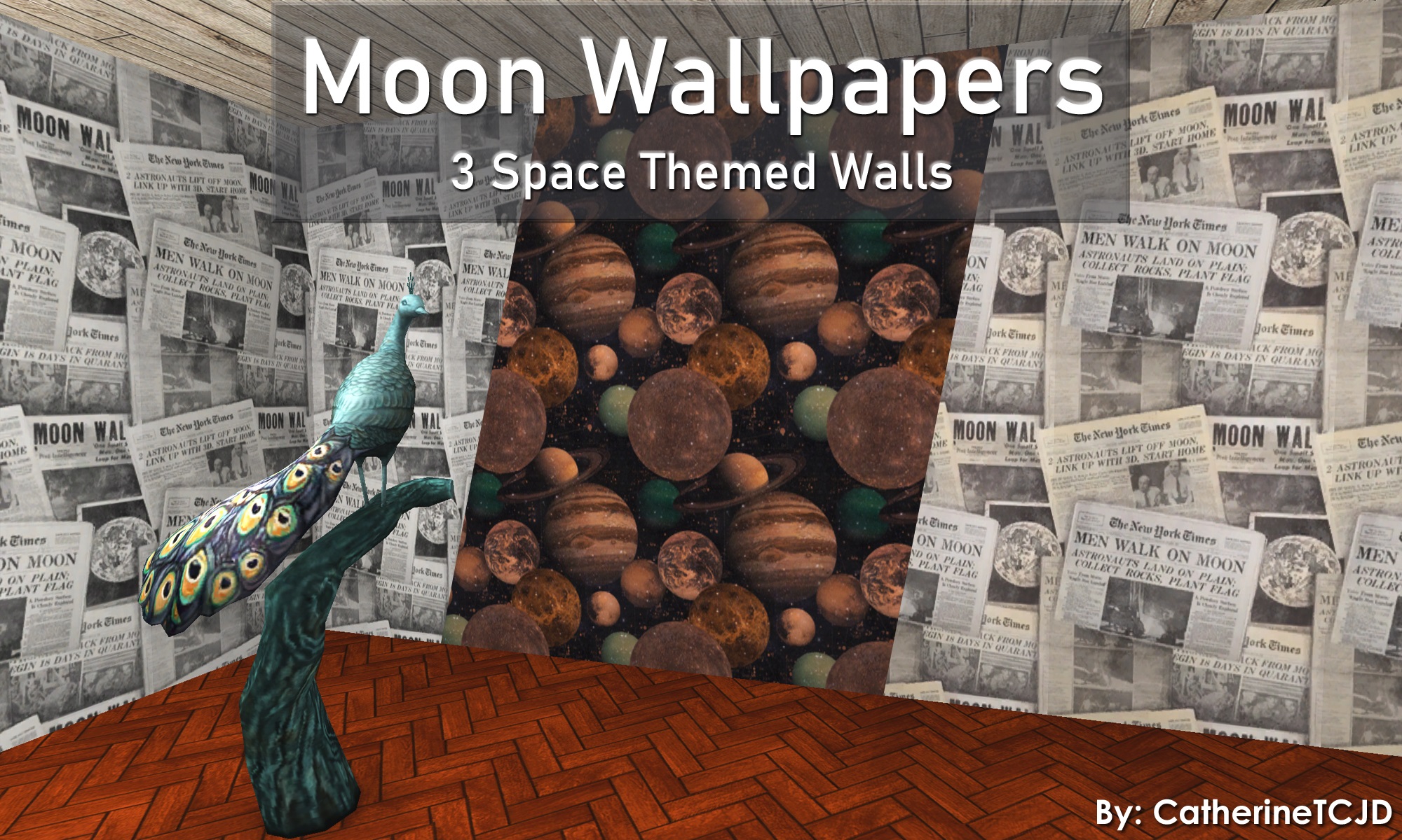 Mod The Sims - Moon Wallpapers ~ three space themed walls