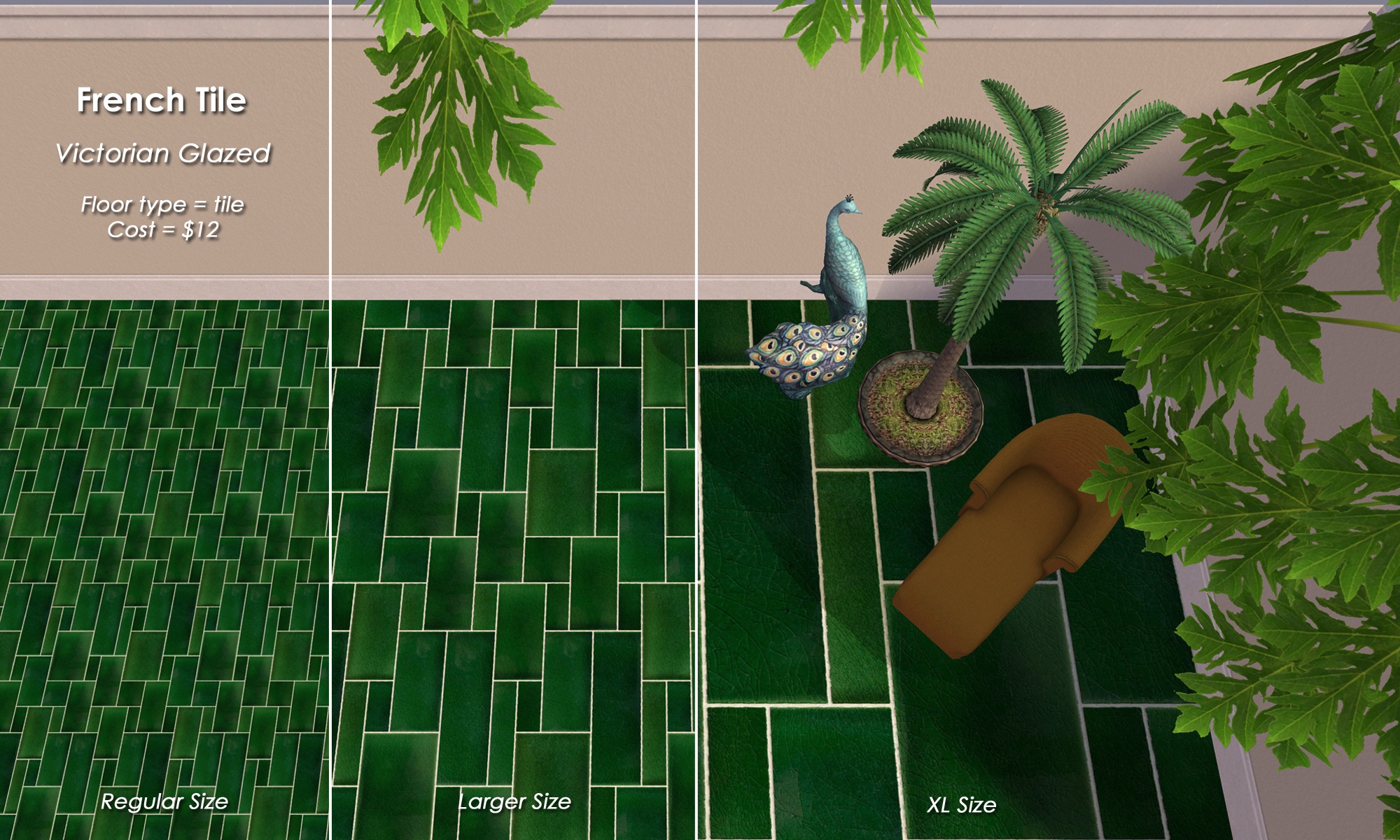 Mod The Sims - French Tiled Floor Tiles ~ in 17 Colors and 3 Sizes