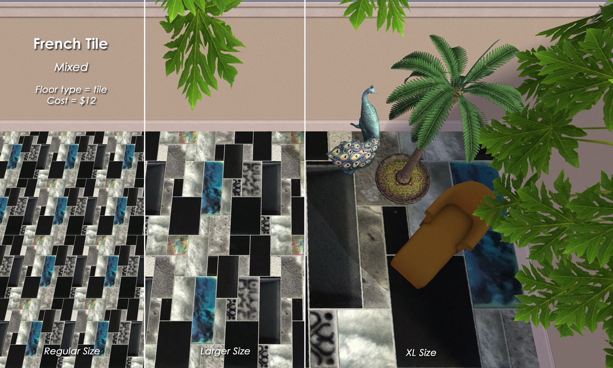 Mod The Sims - French Tiled Floor Tiles ~ in 17 Colors and 3 Sizes