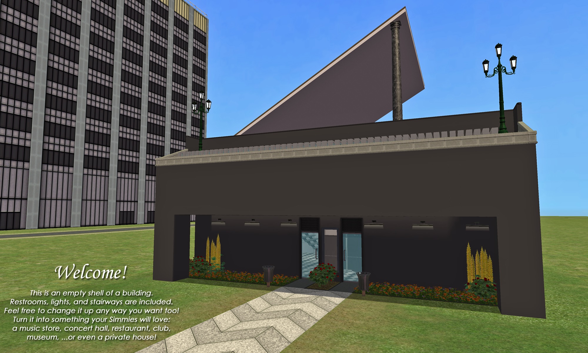 Mod The Sims - The Piano - An Empty Community Lot Shell for You to Finish