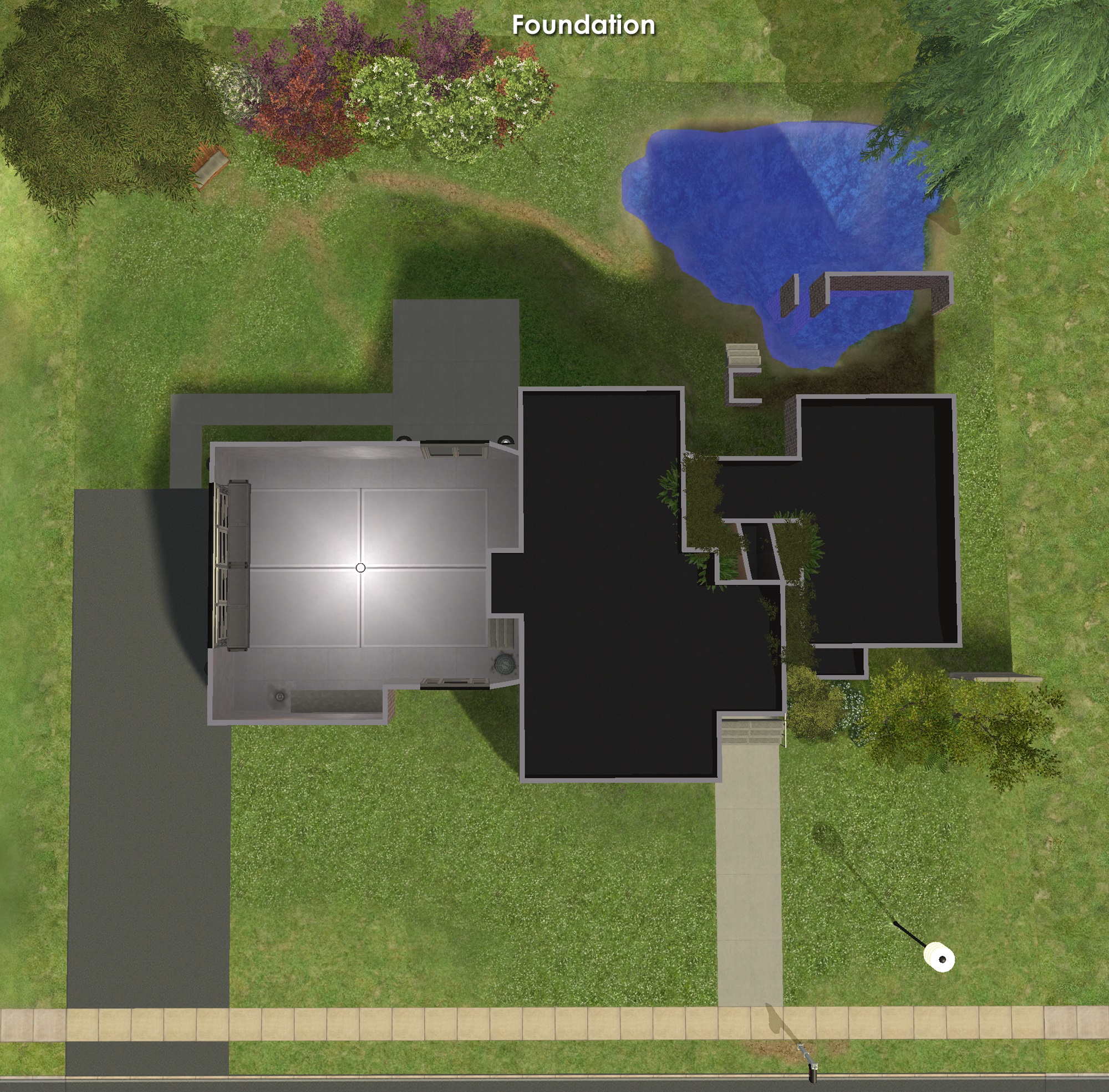 Mod The Sims - Spacious Contemporary: 3B/3B/Garage with a pond - SLOPED lot