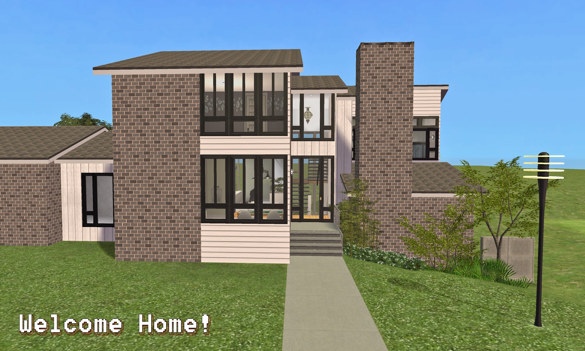 Mod The Sims - Spacious Contemporary: 3B/3B/Garage with a pond - SLOPED lot