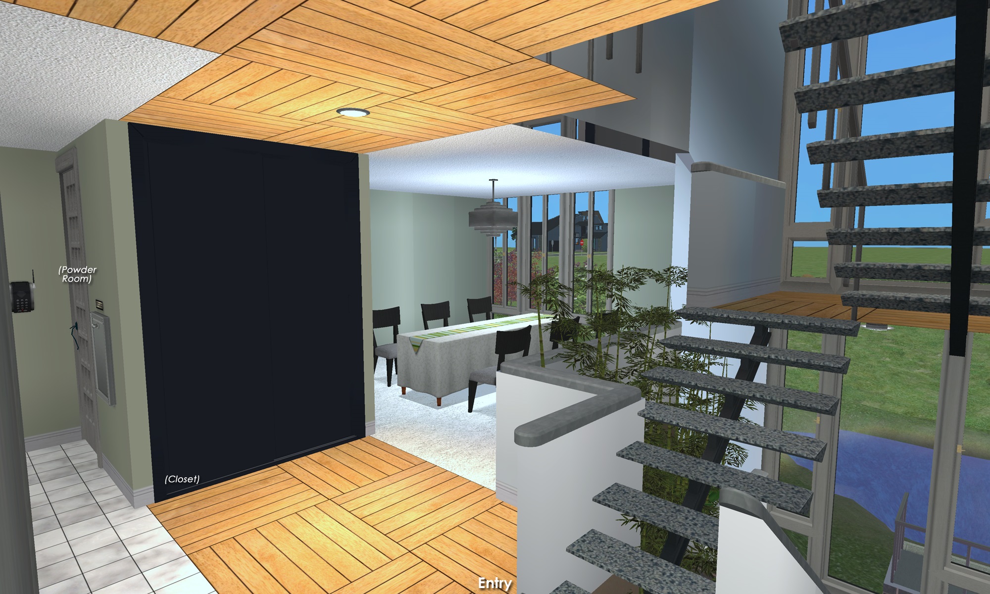 Mod The Sims - Spacious Contemporary: 3B/3B/Garage with a pond - SLOPED lot