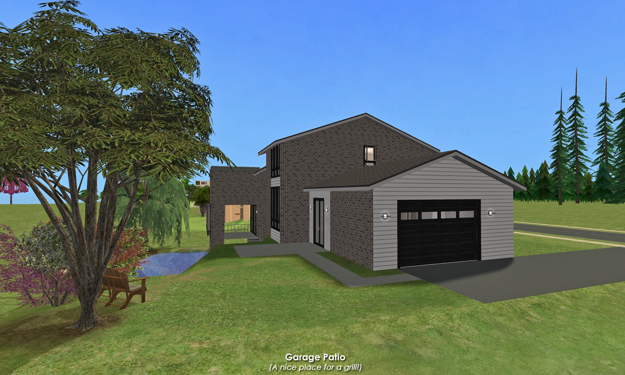 Mod The Sims - Spacious Contemporary: 3B/3B/Garage with a pond - SLOPED lot