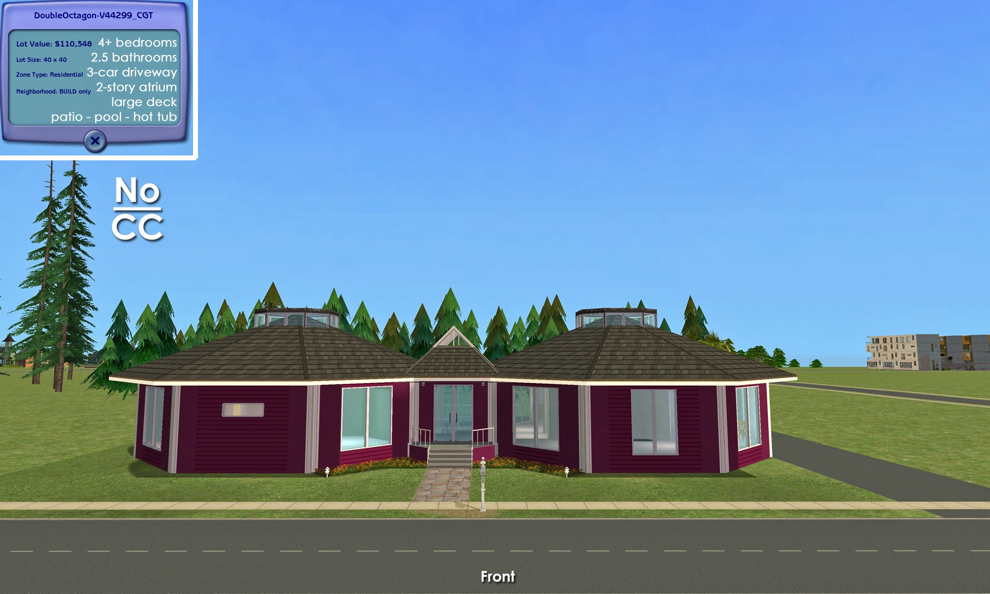 Mod The Sims - Contemporary Double Octagon House: 4B/2.5B/Driveway with ...