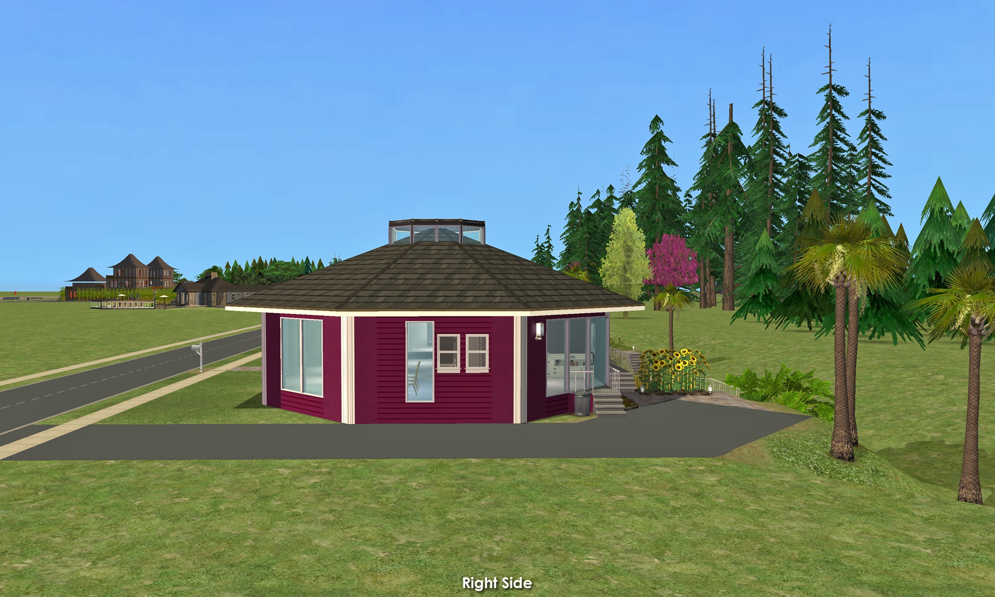 Mod The Sims - Contemporary Double Octagon House: 4B/2.5B/Driveway with ...