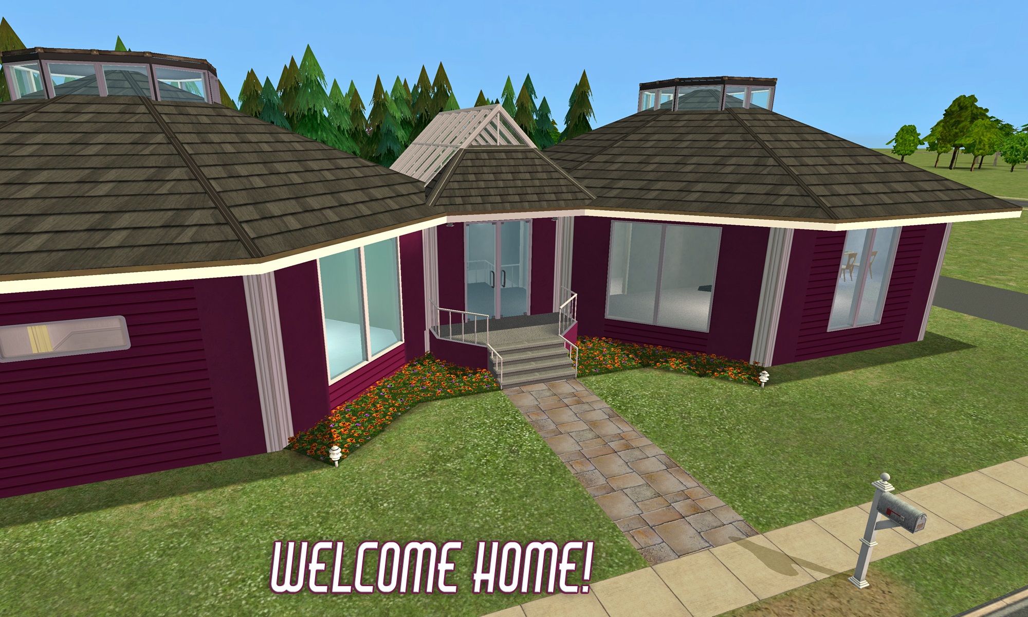 Mod The Sims - Contemporary Double Octagon House: 4B/2.5B/Driveway with ...