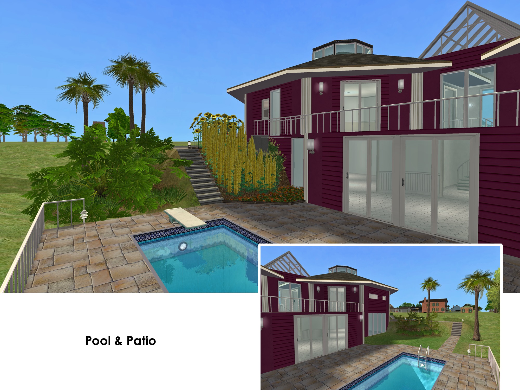 Mod The Sims - Contemporary Double Octagon House: 4B/2.5B/Driveway with ...
