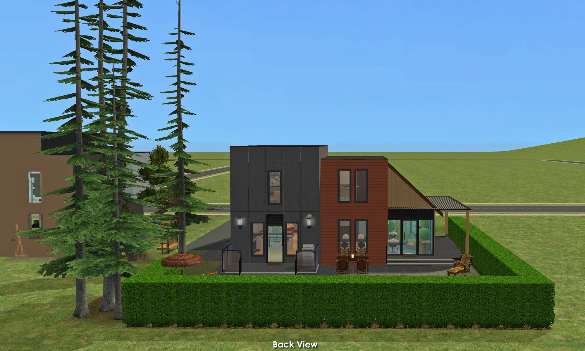 Mod The Sims - Modern Sloped Roof Tutorial House - 2B/2.5B/Driveway - 2CC